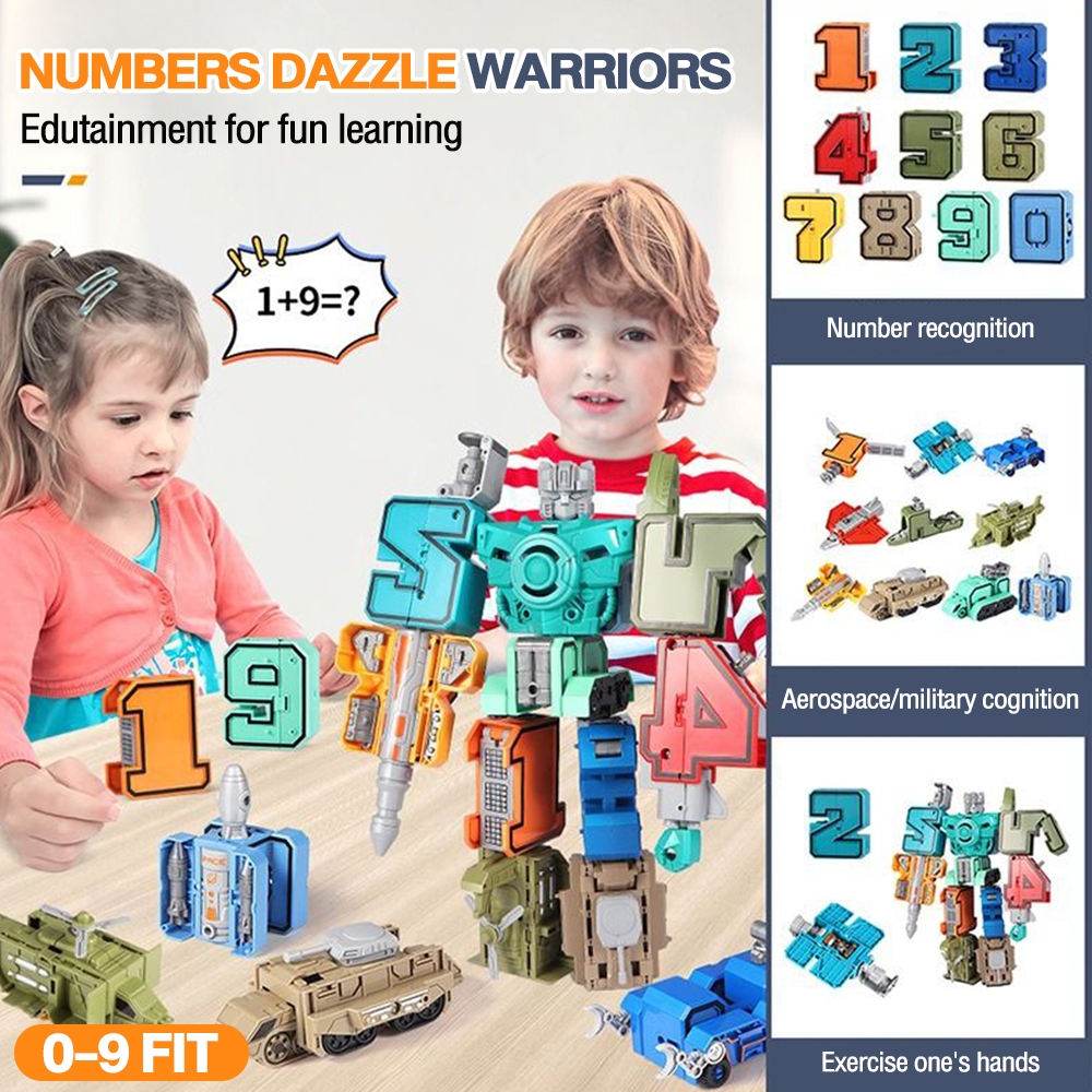 Number Transformer Deformation Toy Combined Robot Boy Car Assembly ...
