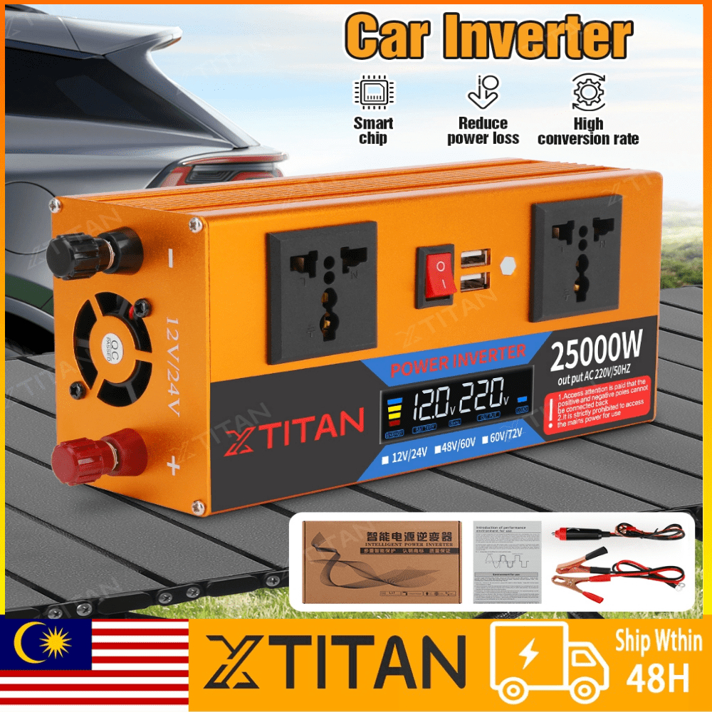 【Stock in KL】XTITAN 25000W power inverter Converter Solar power inverter Car inverter DC 12V/24V ...