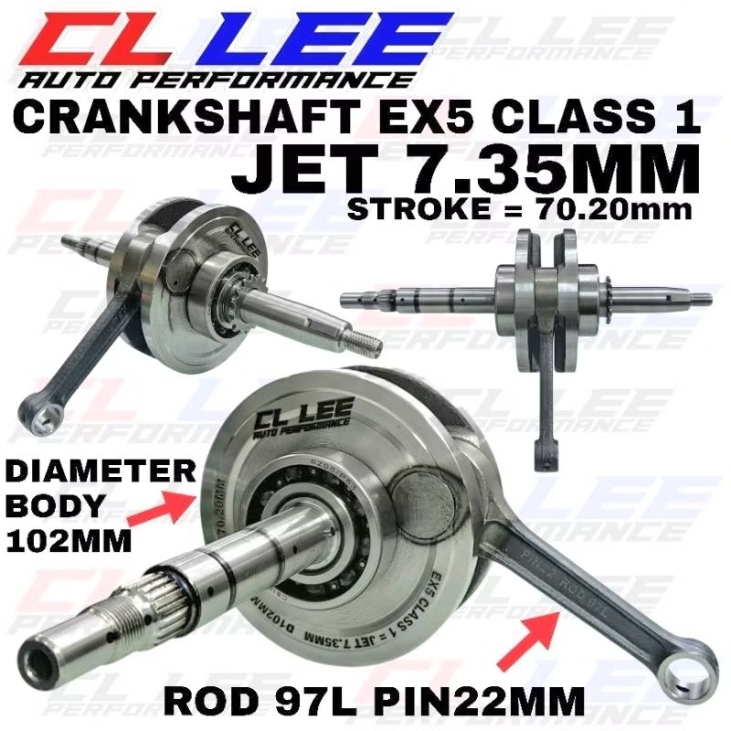 CL LEE CRANKSHAFT EX5 CLASS 1 JET 7.35MM BODY 102MM ROD 97MM PIN 22MM ...
