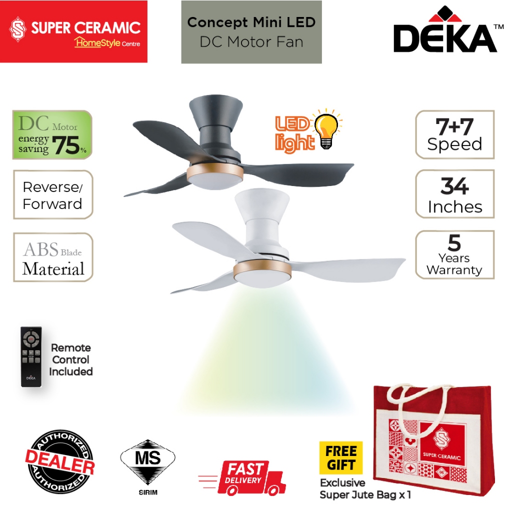DEKA Concept Mini LED Series 3 Blades DC Motor 7 Speed Control ...