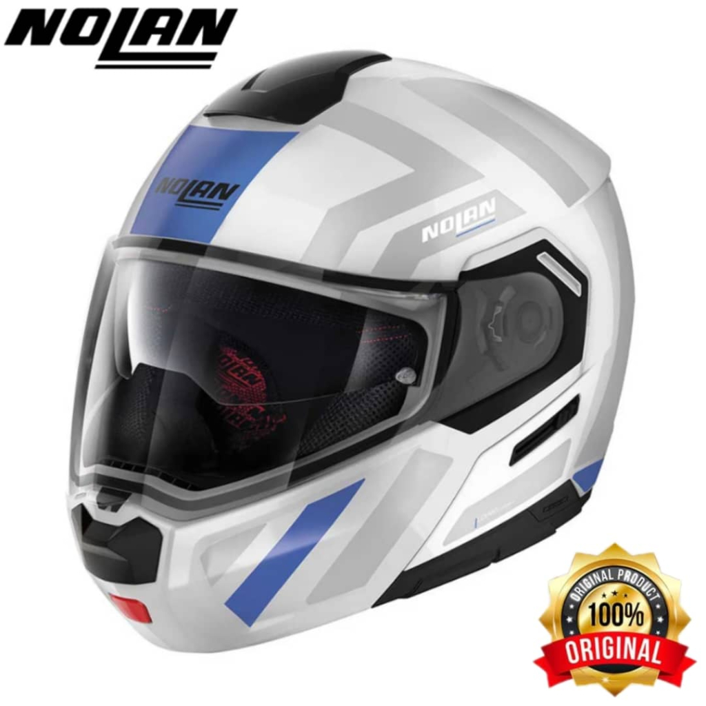 FLIP UP HELMET NOLAN N90-3 LANEWAY N-COM (041) METAL WHITE 100%ORIGINAL ITALY NOLAN WHITE 041 ...