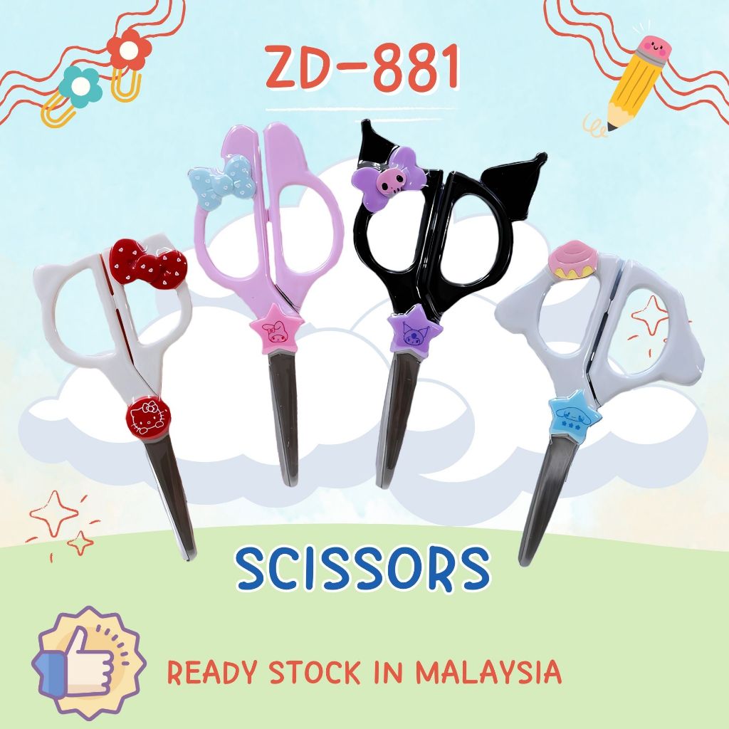 ( ZD-881 ) Sanrio Collection Kids Scissor / Unisex School Sekolah Tadika / Stationery | Shopee ...