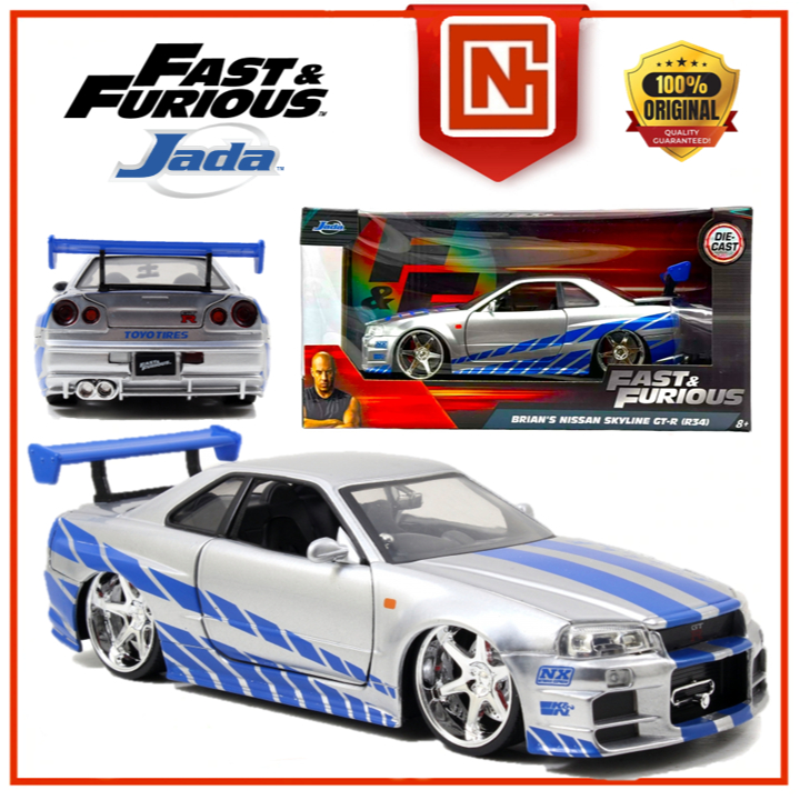 Jada Toys Fast & Furious 1:24 Brian's Nissan Skyline GT-R R34 Die-cast ...