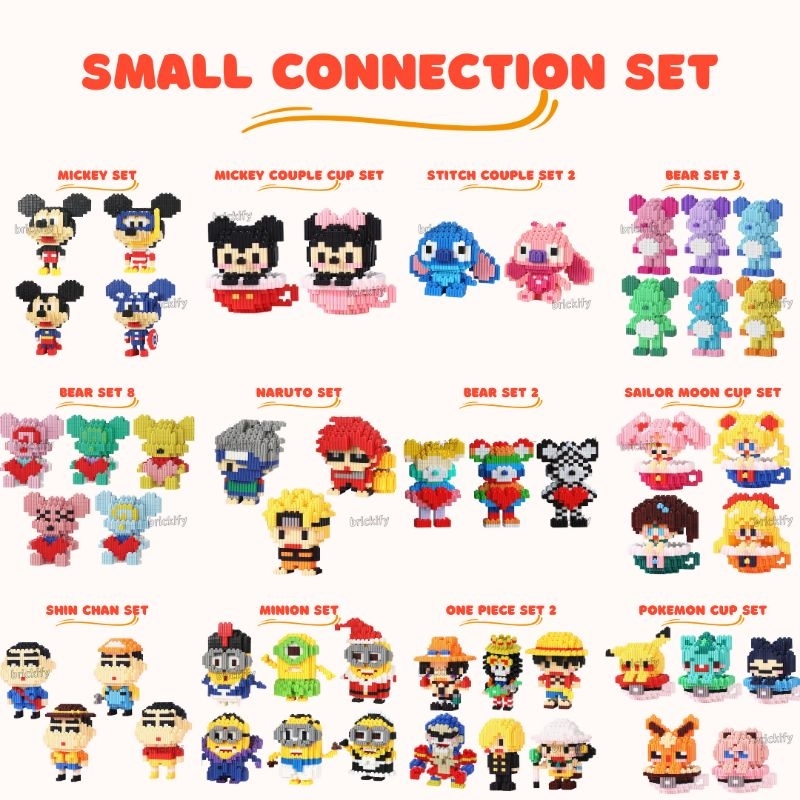 Small Connection Block Couple Set Cute Cartoon Block DIY Self Assembly ...
