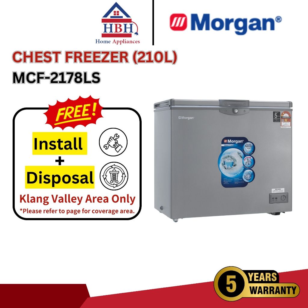 (Free Install) Morgan | MCF-2178LS CHEST FREEZER (210L) | Easy to clean ...