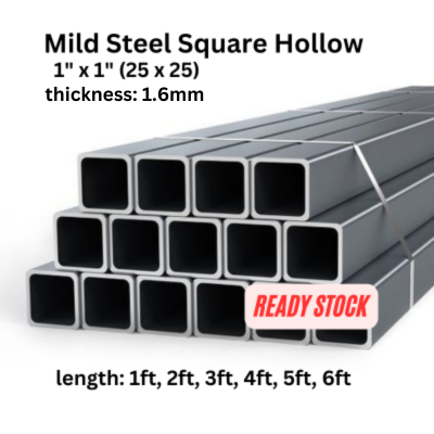 1''x1''x1.6mm(Tebal) MILD STEEL (BESI) SQUARE HOLLOW Panjang 30cm,60cm ...