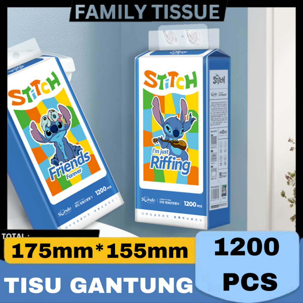 【True Quality】1200pcs Stitch Blue Tissue Gantung Hanging Tissue Viral ...