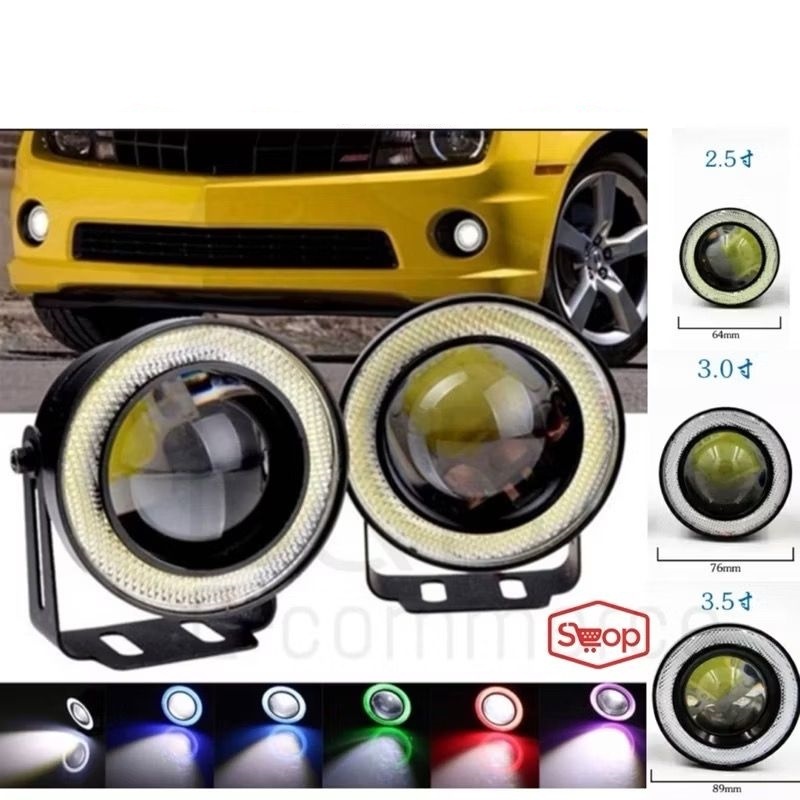 🔥READY STOCK🔥 (2PCS) 3200LM Car COB LED Angel Eyes Fog Light WITH Ring ...