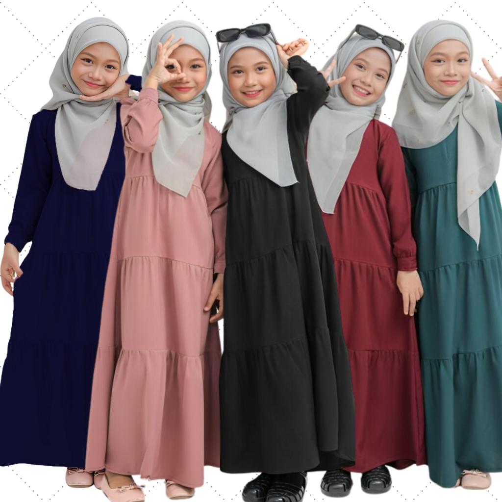 Baju Jubah frill perempuan kids muslimah fashion CEY Ready Stock ...