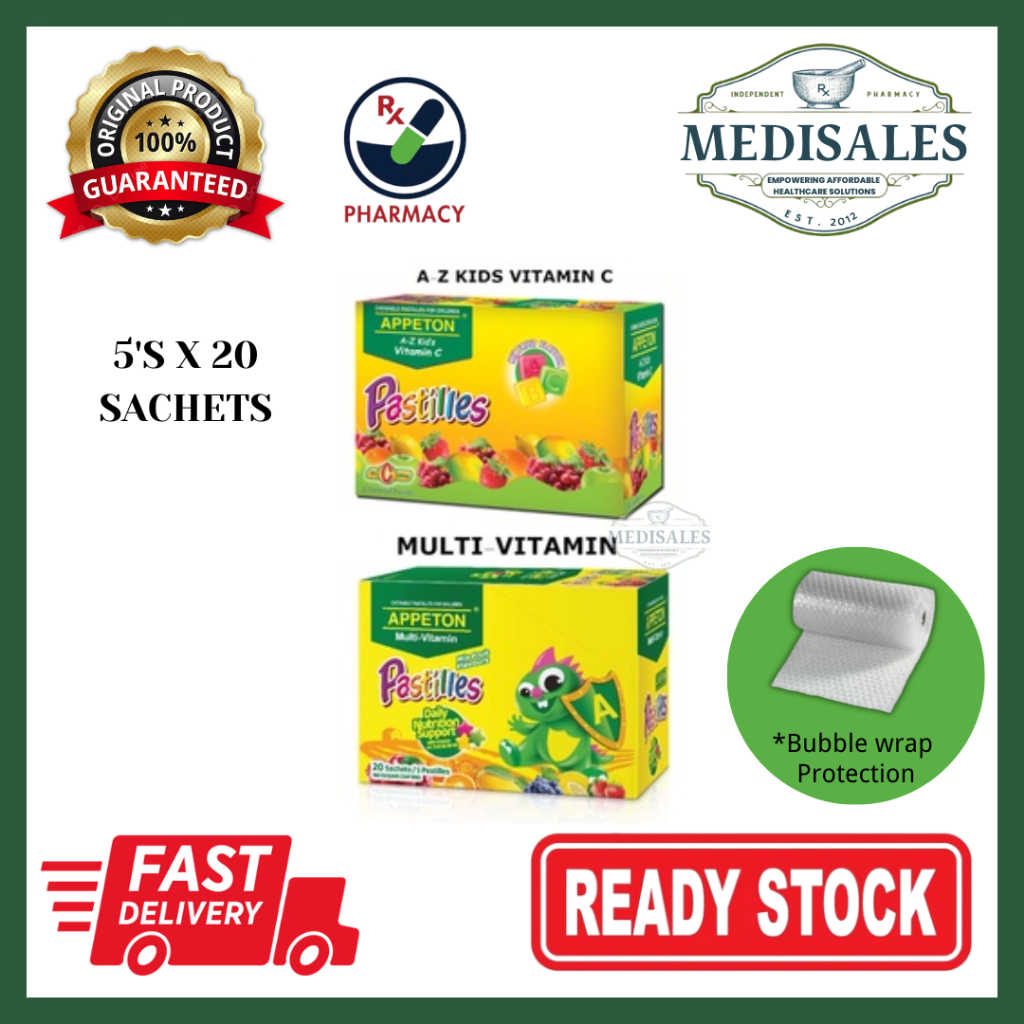 APPETON PASTILLES 5'S x 20 SACHETS (A-Z KID'S VITAMIN C | MULTI-VITAMIN ...