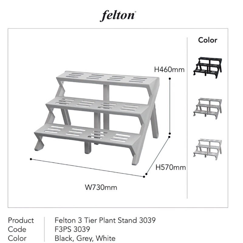 3 Tier Flower Pot Stand Felton Flower Tray Rack / Lapik Tapak Pasu ...