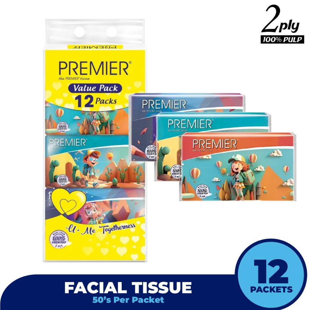 SKM Premier Soft Pack Tissue Vintage 2PLY (50's x 12 Packets) Kertas ...