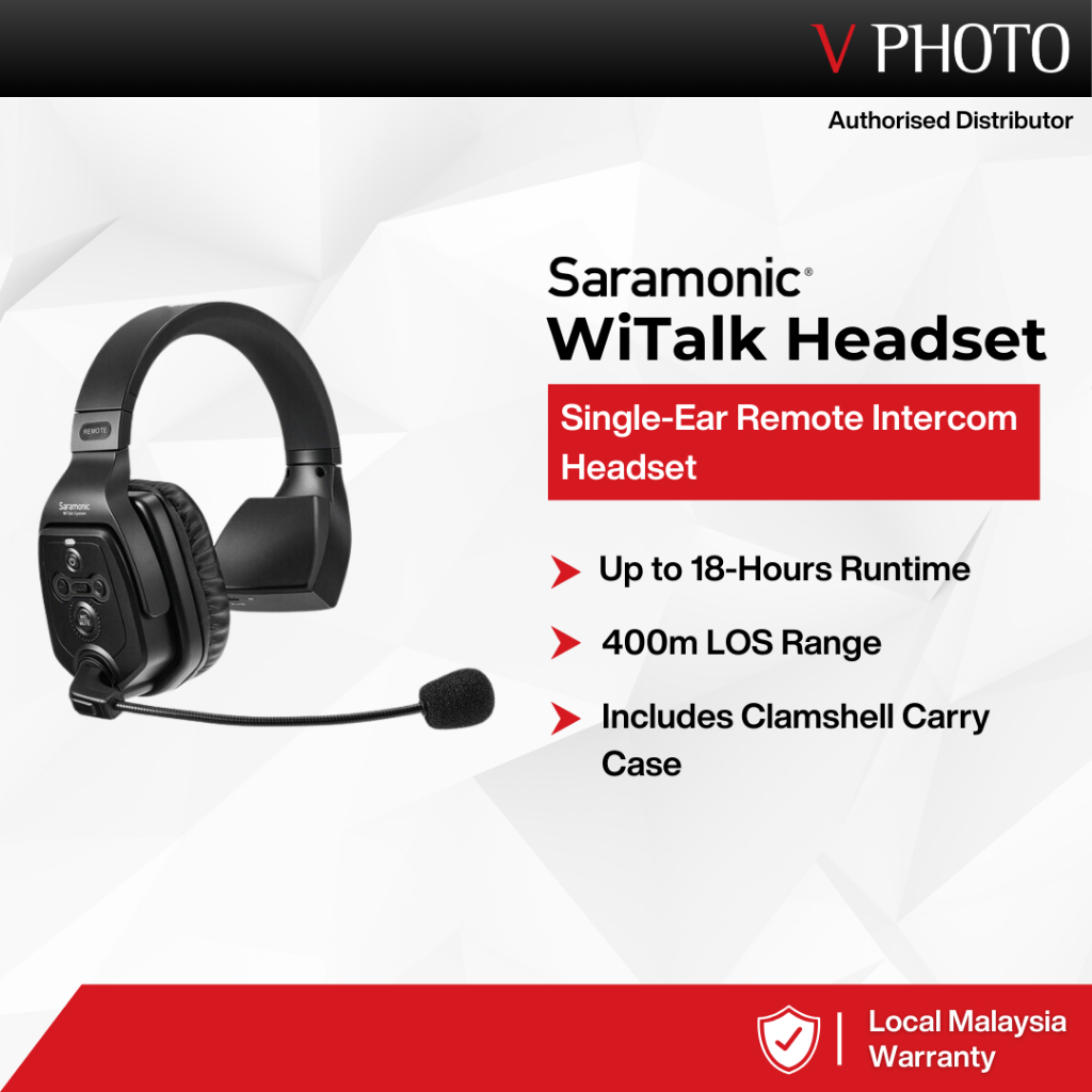 Saramonic WiTalk-SRH Single-Ear Wireless Intercom Remote Headset for ...