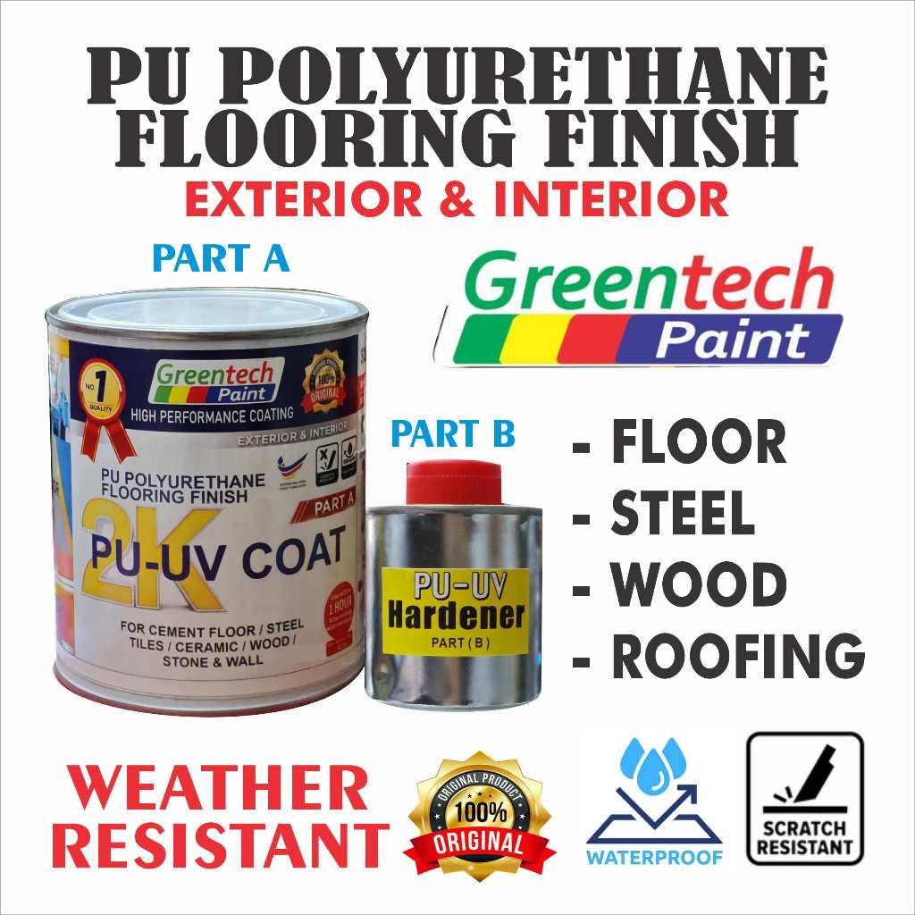 1L PU POLYURETHANE PU RECOATABLE FINISH ( GREENTECH PAINT ) GLOSS EPOXY ...