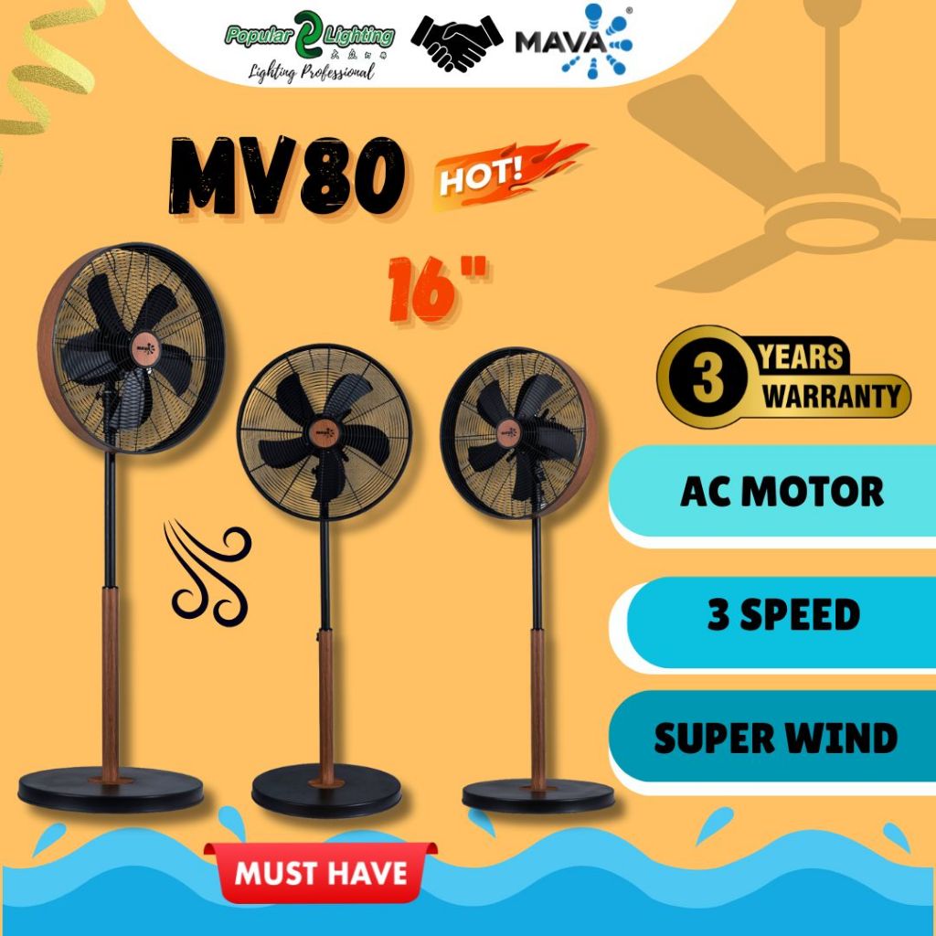 MAVA STAND FAN MV80S AC MOTOR STAND FAN 16INCH | Shopee Malaysia