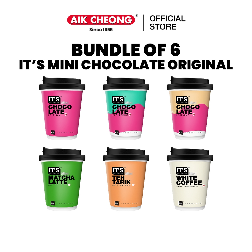 [Bundle of 6] Aik Cheong It's Mini Cup 25g (Choco/Matcha/Teh Tarik ...