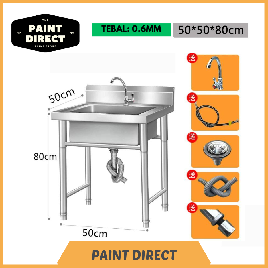 PD 50CM X 50CM X80CM 0.6MM Stainless Steel Kitchen Sink / Single Bowl ...