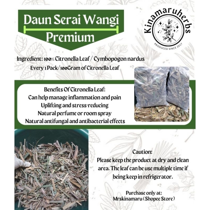 Daun Serai Wangi Premium (Kering) | Shopee Malaysia