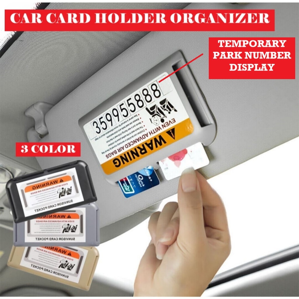 Car Card Slot Holder Sun Visor Windscreen Organizer Storage Number ...