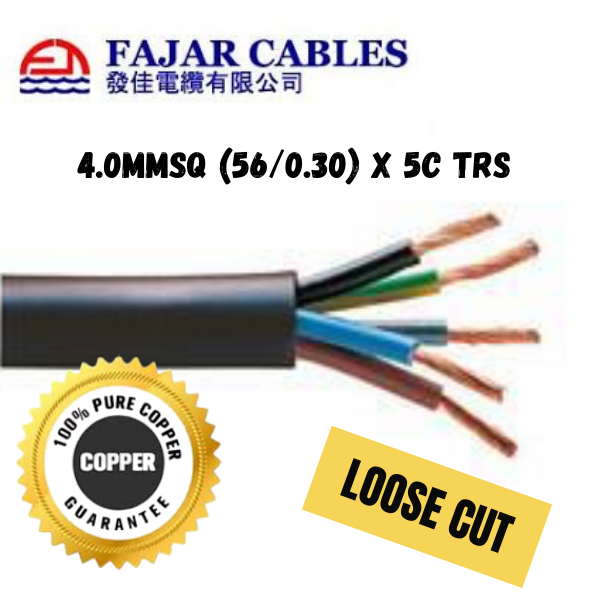 FAJAR TRS 4mm X 5core TRS Cable Synthetic Rubber Flexible Cable 100% ...
