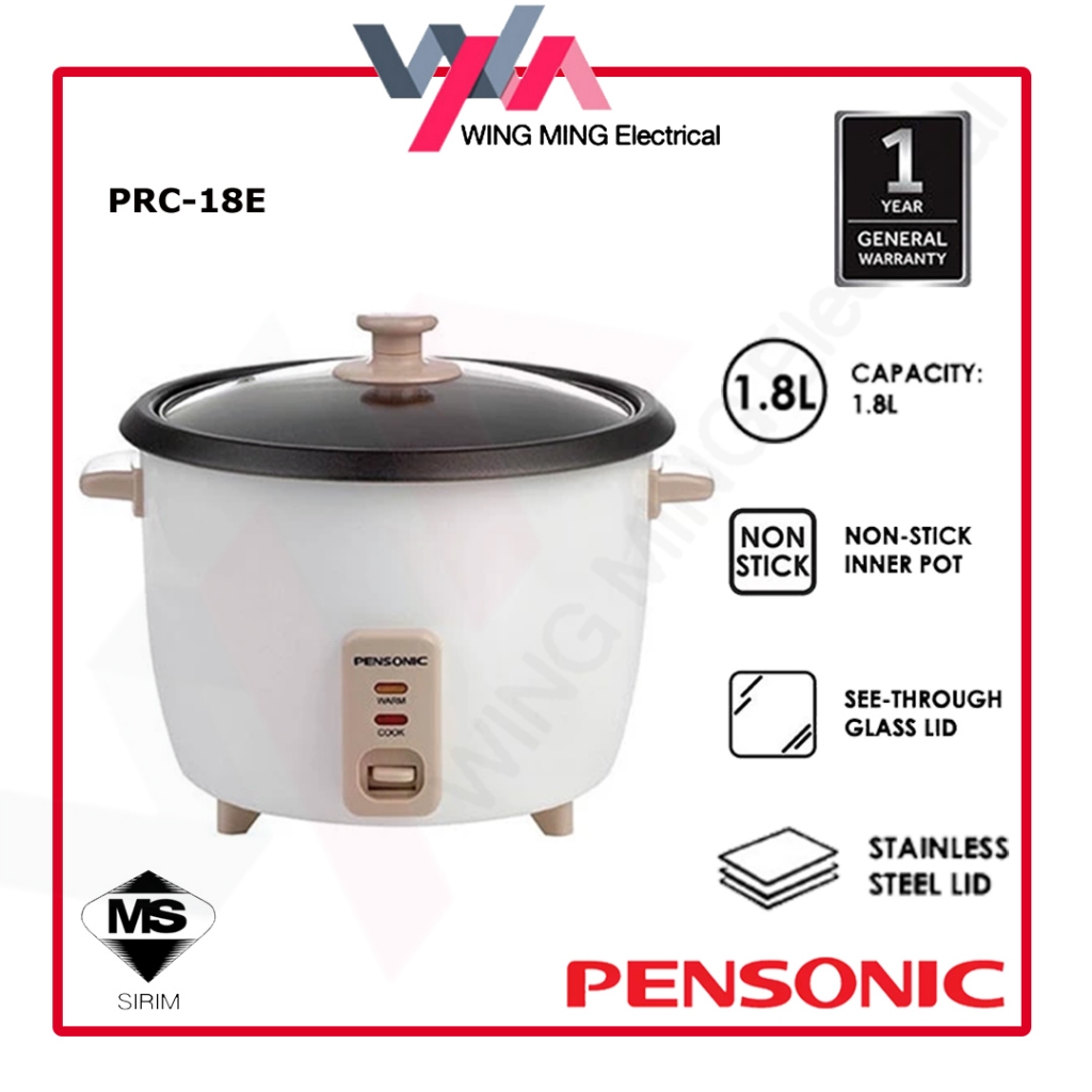 Pensonic Non-Stick Rice Cooker with Glass Lid | PRC-11E PRC-18E PRC-6E ...