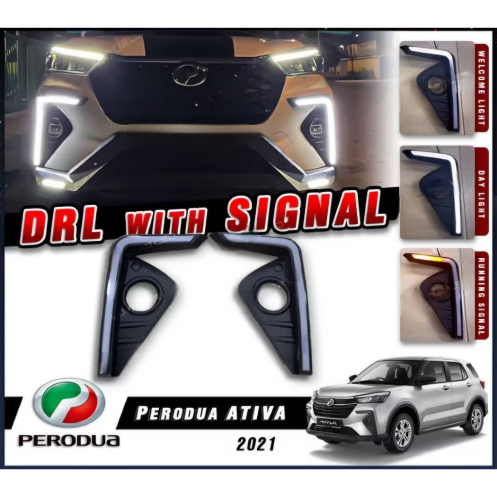 Perodua Ativa Front Bumper Fog Lamp Cover With DRL Daylight&Running ...