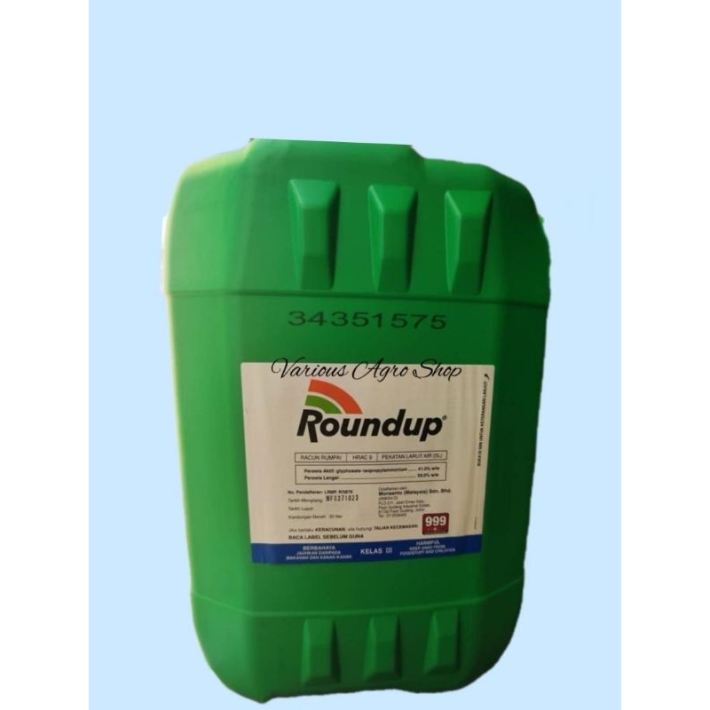 20L Roundup Monsanto Glyphosate 41% Weed Killer Racun Rumpai 杀草剂 ...