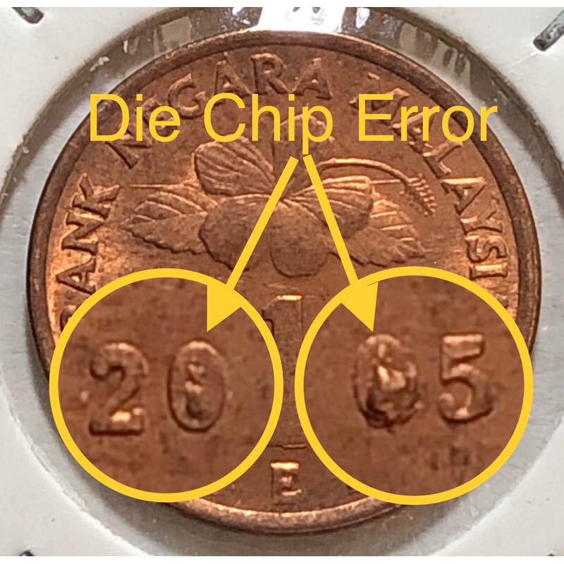 1 Sen 2005 ( UNC )( Die Chip Error )Malaysia Bunga Raya | Shopee Malaysia