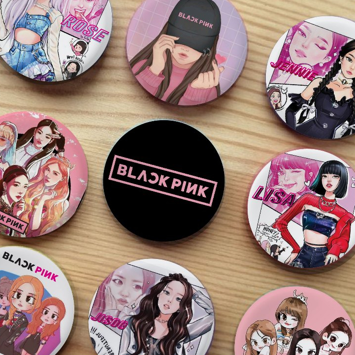 Fan Design Button Badge Black & Pink 58mm | Shopee Malaysia