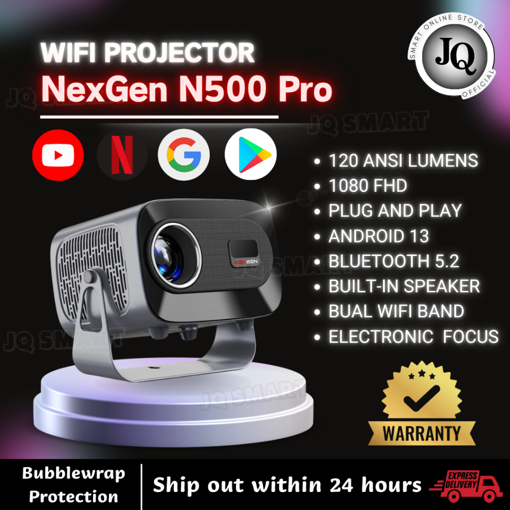 NEXGEN N500 PRO FHD Projector Android 13 with Dual WIFi Band Auto Focus ...