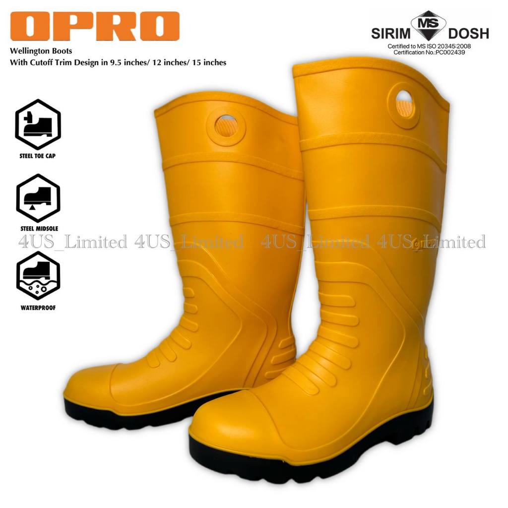 OPRO-100 SAFETY SHOES WELLINGTON BOOT YELLOW RUBBER BOOT STEEL TOE CAP ...