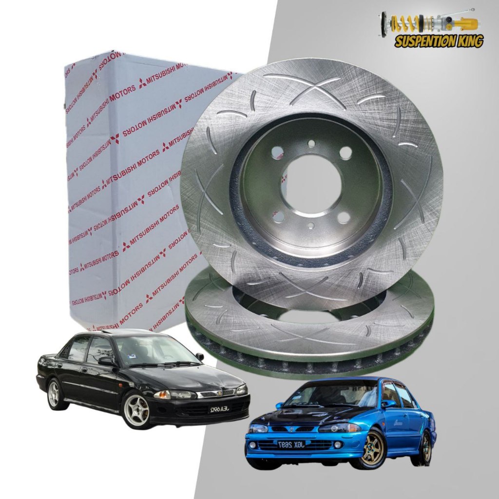 🚨MITSUBISHI JAPAN🚨 DISC ROTOR SLOTTED & DRILLED - PROTON WIRA 1.6 / 1.8 ...