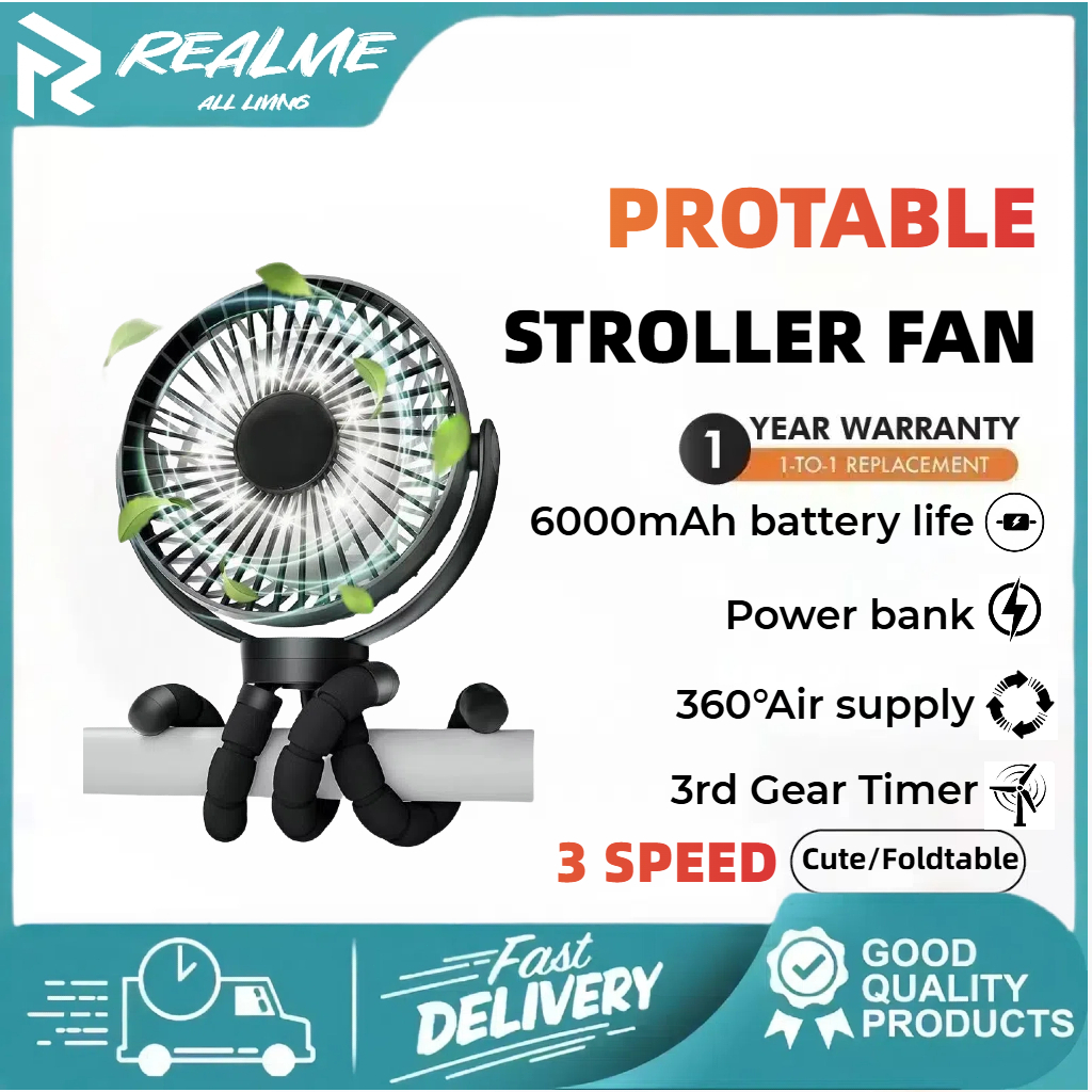 Kipas Mini Stroller Fan Portable Fan Super Silent Rotatable With ...
