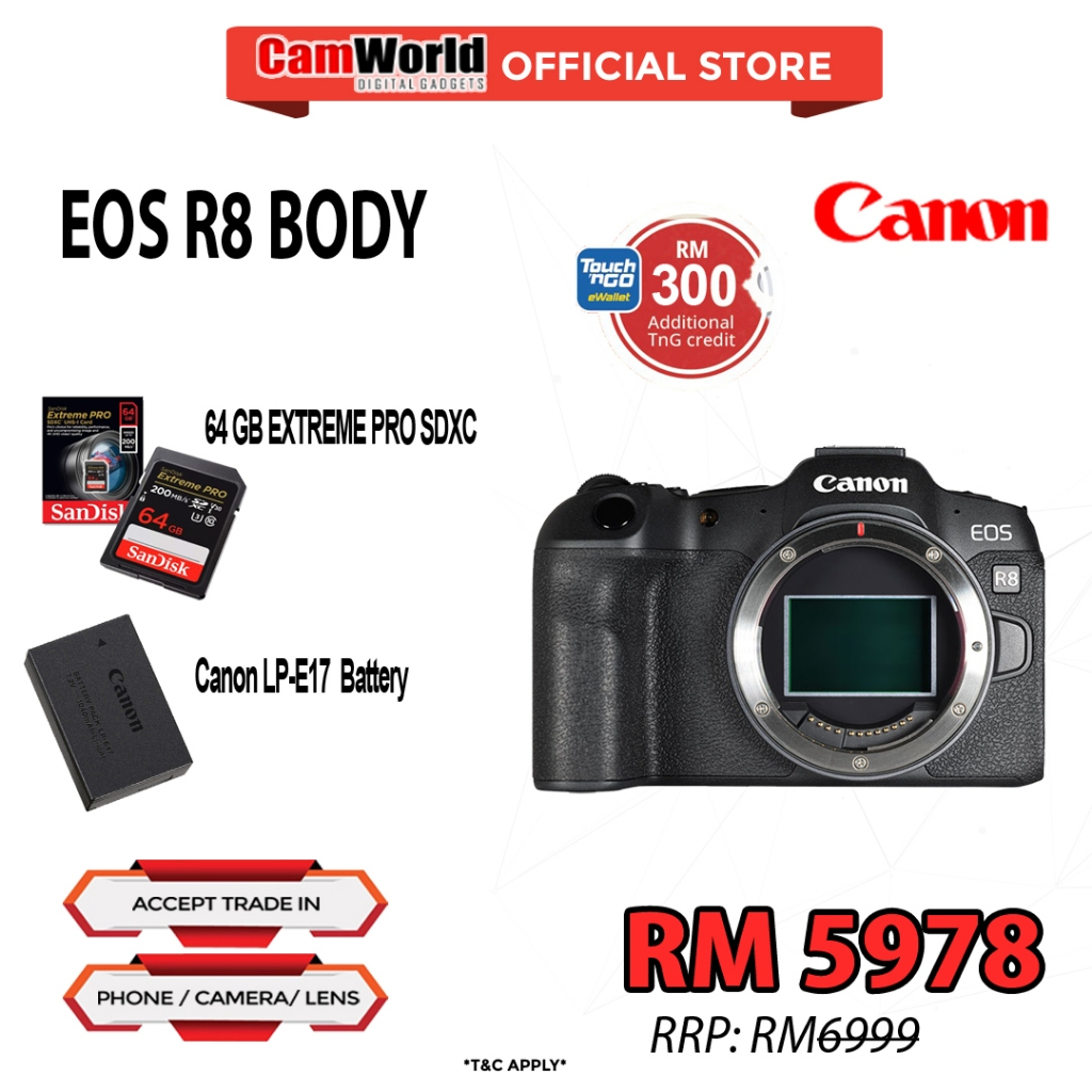 Canon EOS R8 ( Body only ) With Card & Battery (CANON MALAYSIA) | Shopee Malaysia
