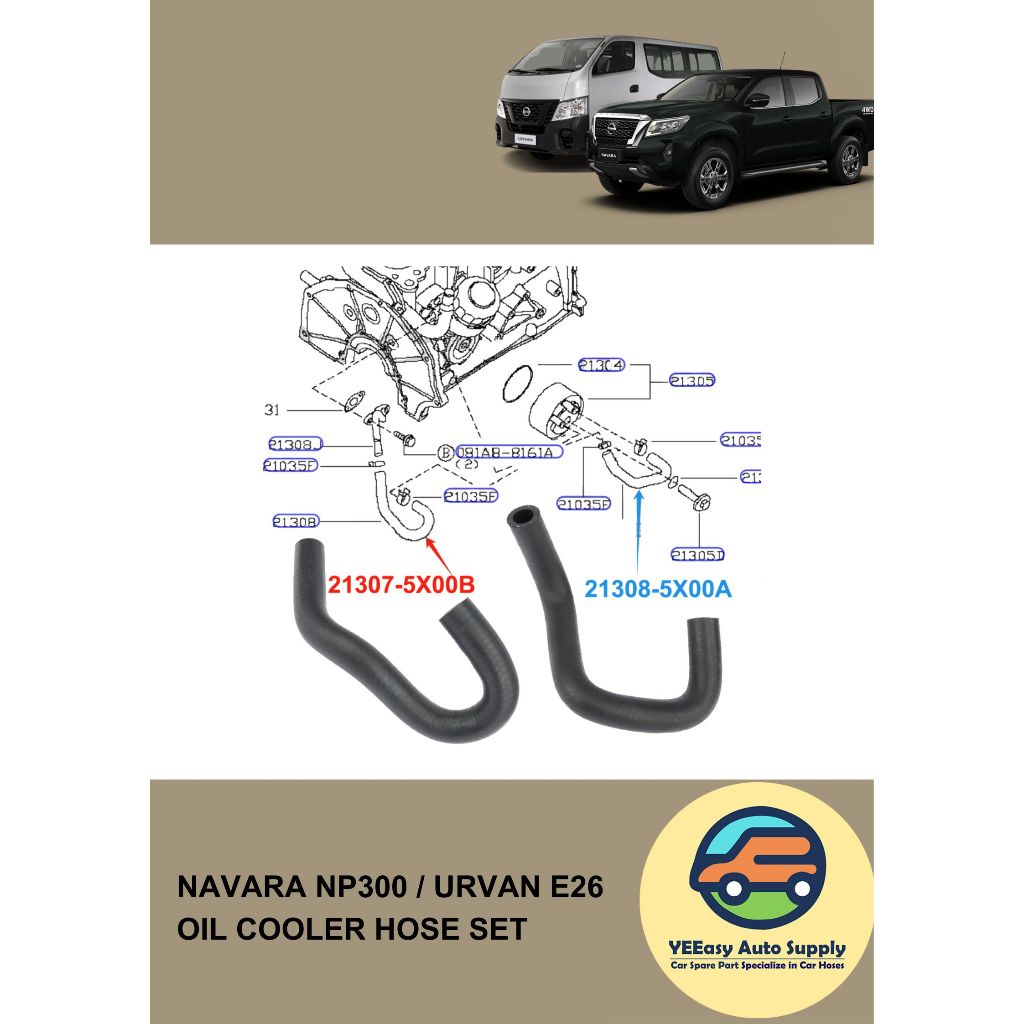 NISSAN NAVARA NP300 / URVAN E26 NV350 (Oil Cooler Hose Set) | Shopee ...