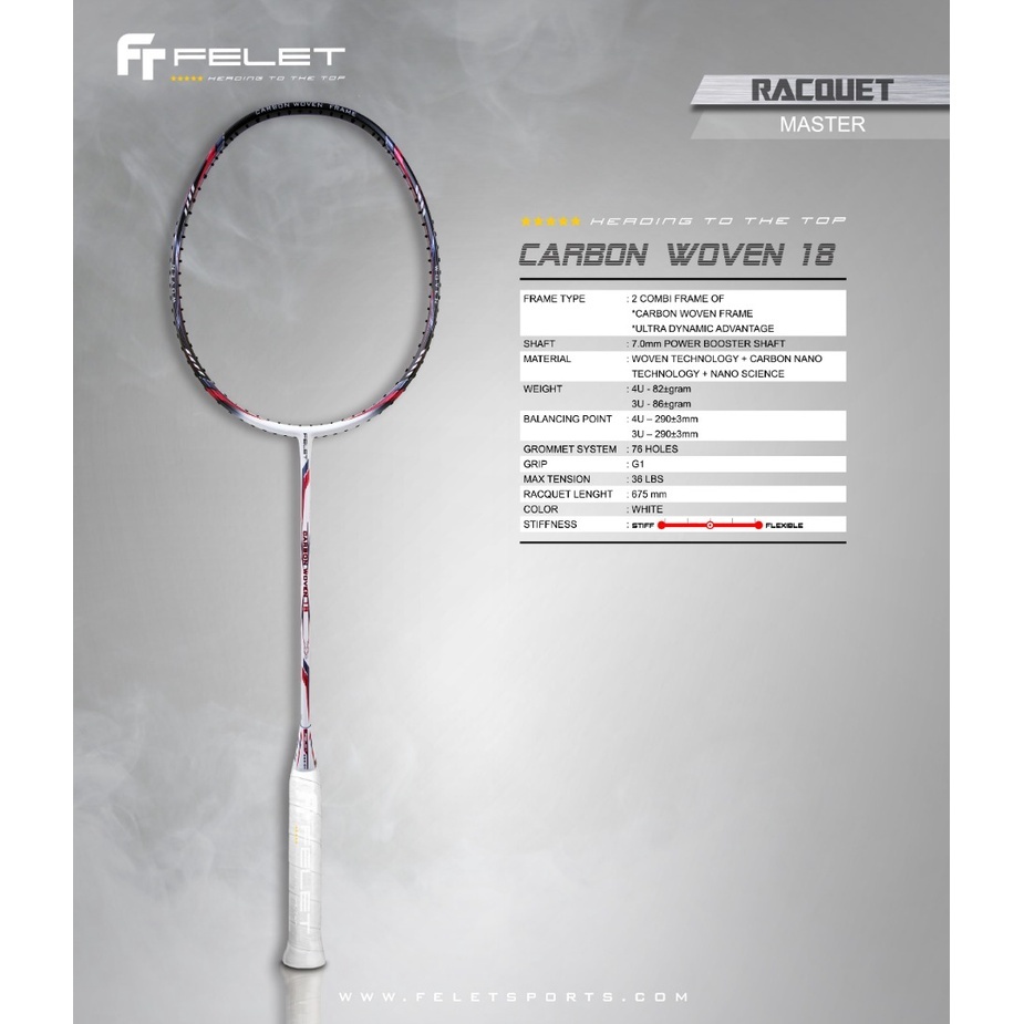 FELET CARBON WOVEN 18 BADMINTON RACKET ( 100% ORIGINAL ) *Ready Stock ...