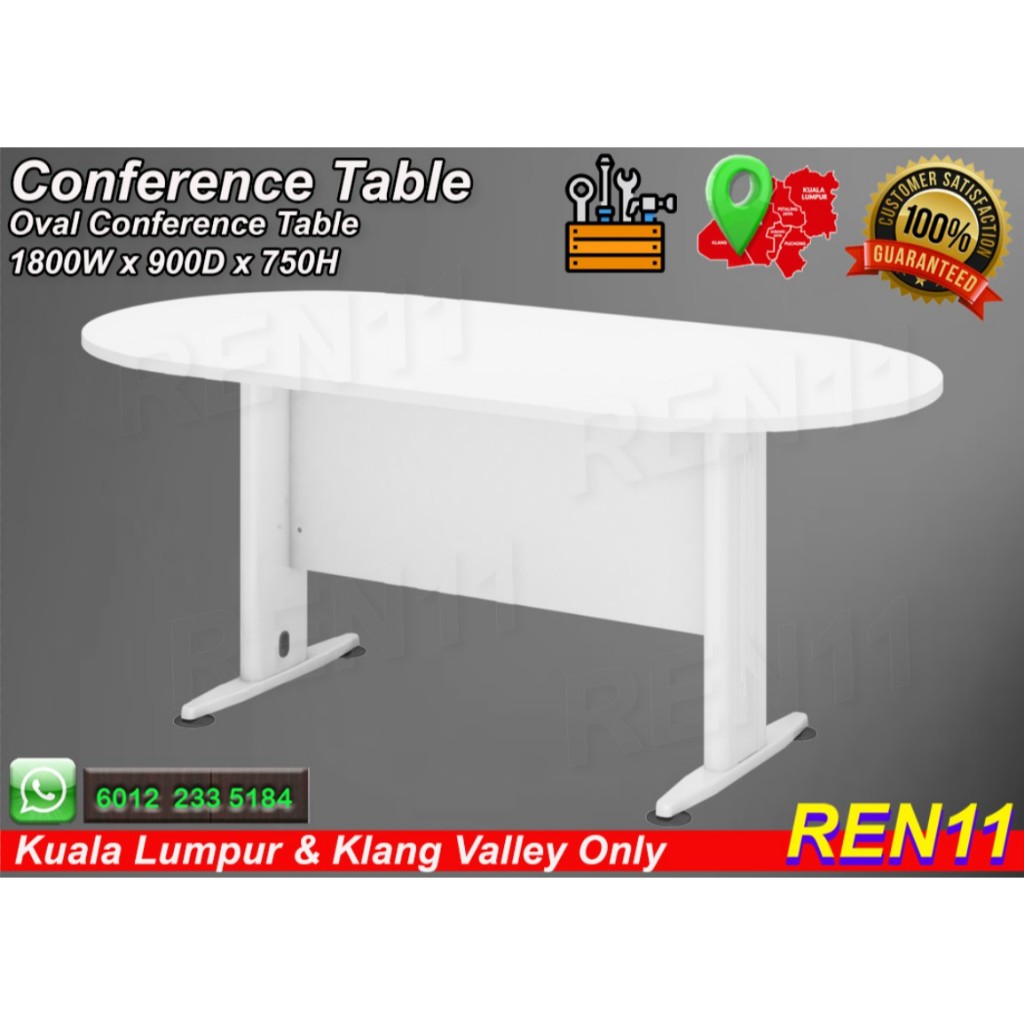 Office Table - Oval Conference Table / Meeting Table with white metal ...