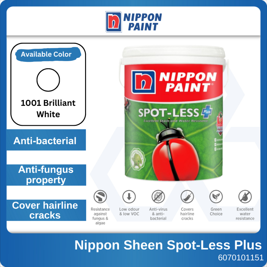 Nippon 5 Liter Paint Spotless Spot-Less Plus Interior Wall Cat Dalam ...