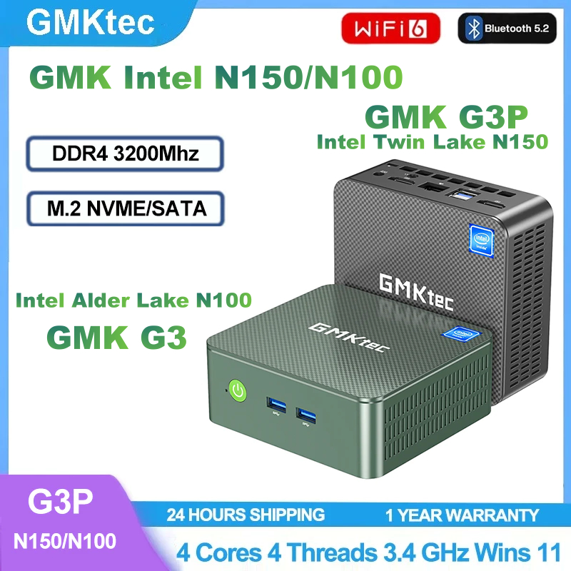 GMKtec G3 Plus N150/N100 Intel Twin Lake Win11Pro DDR4 M.2 2280 PCIE3.0 ...