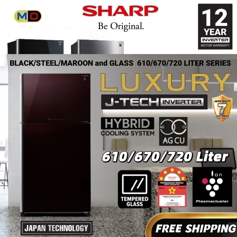 （FREE SHIPPING）SHARP BIG INVERTOR REFRIGERATOR 610/670/720 LITER ...