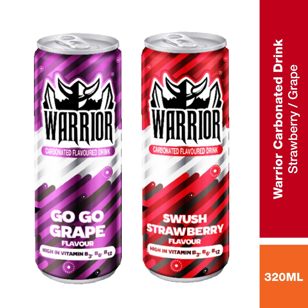 Warrior Carbonated Flavoured Drink Grape / Strawberry (320ml) | Shopee ...