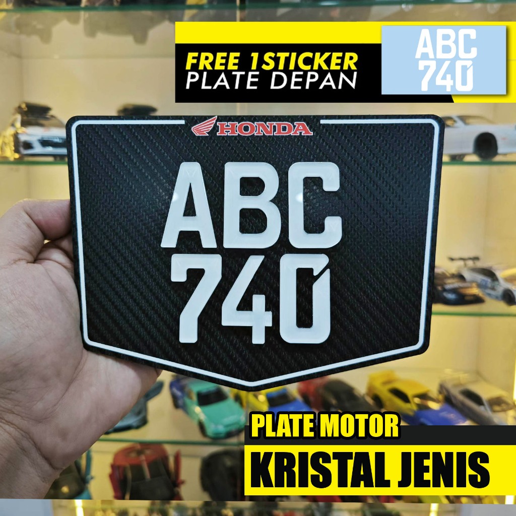 Nombor Plate Motor Kristal Jenis 3D Crystal Carbon Latar Royal Enfield ...