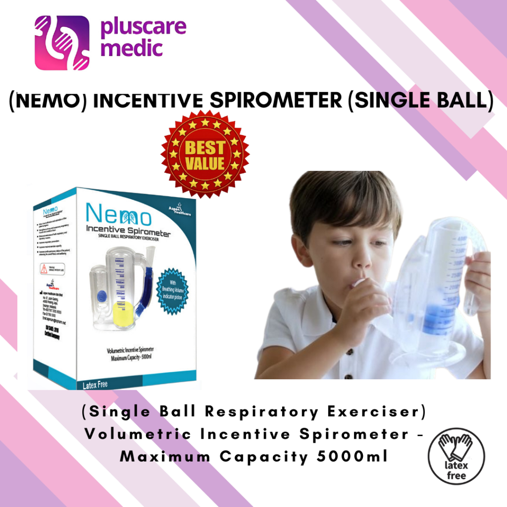 NEMO INCENTIVE SPIROMETER (SINGLE BALL RESPIRATORY EXERCISER ...