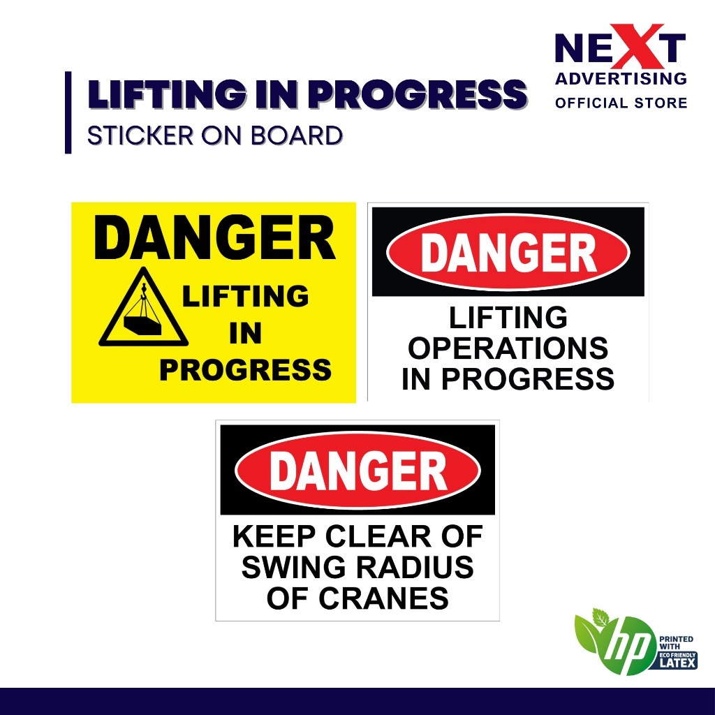 Danger Lifting In Progress Safety Signage | Construction Safety Warning ...
