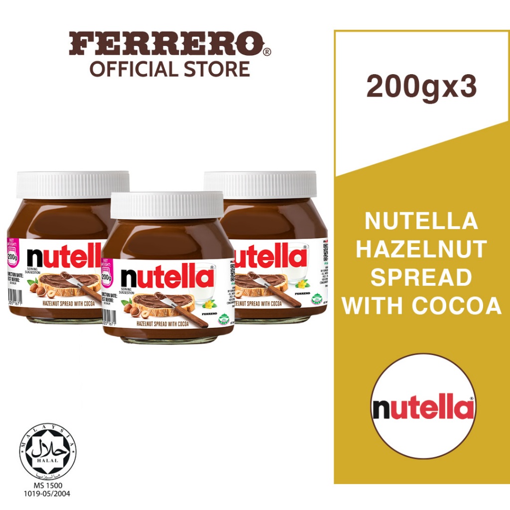 Nutella Hazelnut Spread With Cocoa (3 x 200g) [Free 3 Spreader ...