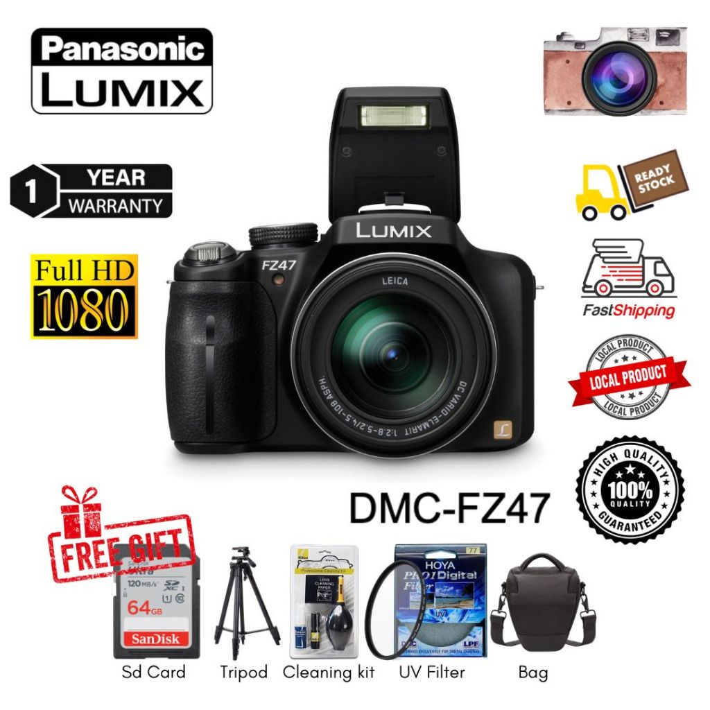 Panasonic LUMIX DMC-FZ47 FZ47 Digital Camera 24x Optical Zoom Leica ...