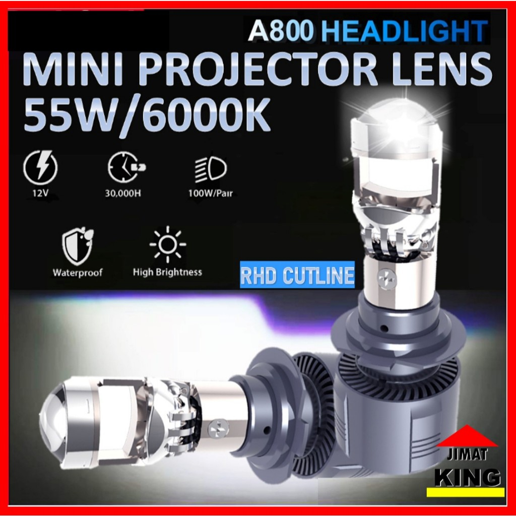 Car light lens led headlight RHD fish eye mini projector headlight lens ...