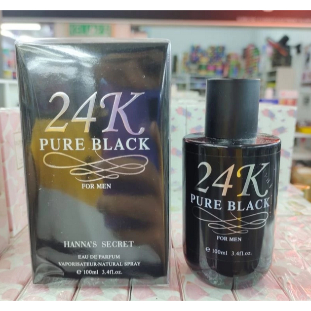 (ORI) HANNA SECRET 24K PURE BLACK EDP 100ML FOR MEN ORIGINAL MINYAK ...