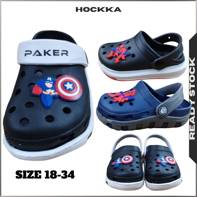 [Ready Stock In Malaysia]Baby Soft Bottom Super hero Button Crocs ...