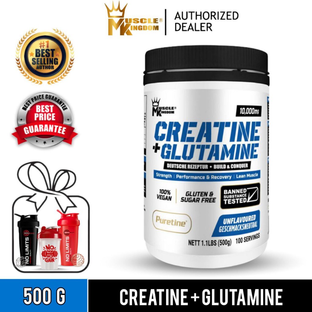 Combo Creatine + Glutamine 500g (100 serving) Halal Muscle Kingdom ...
